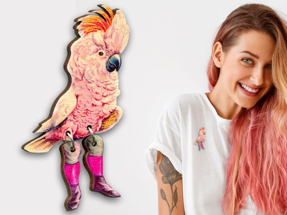 Wooden Brooch Pin Vintage walk on the WILD Side | Etsy