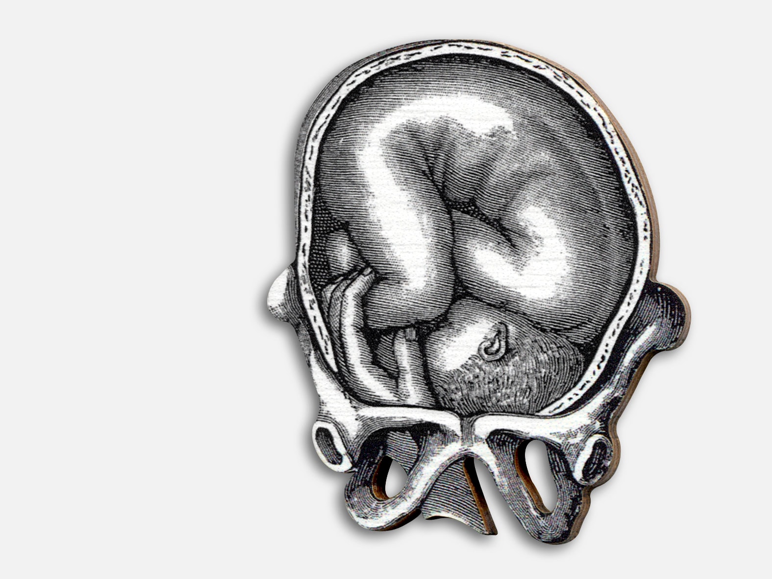 Whimsical wooden brooch pin IN UTERO vintage | Etsy