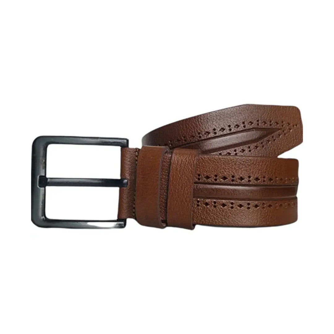 Gents Belt for Jeans Brown Laser Cut Leather Extra Wide 4.5 Cm Male ...