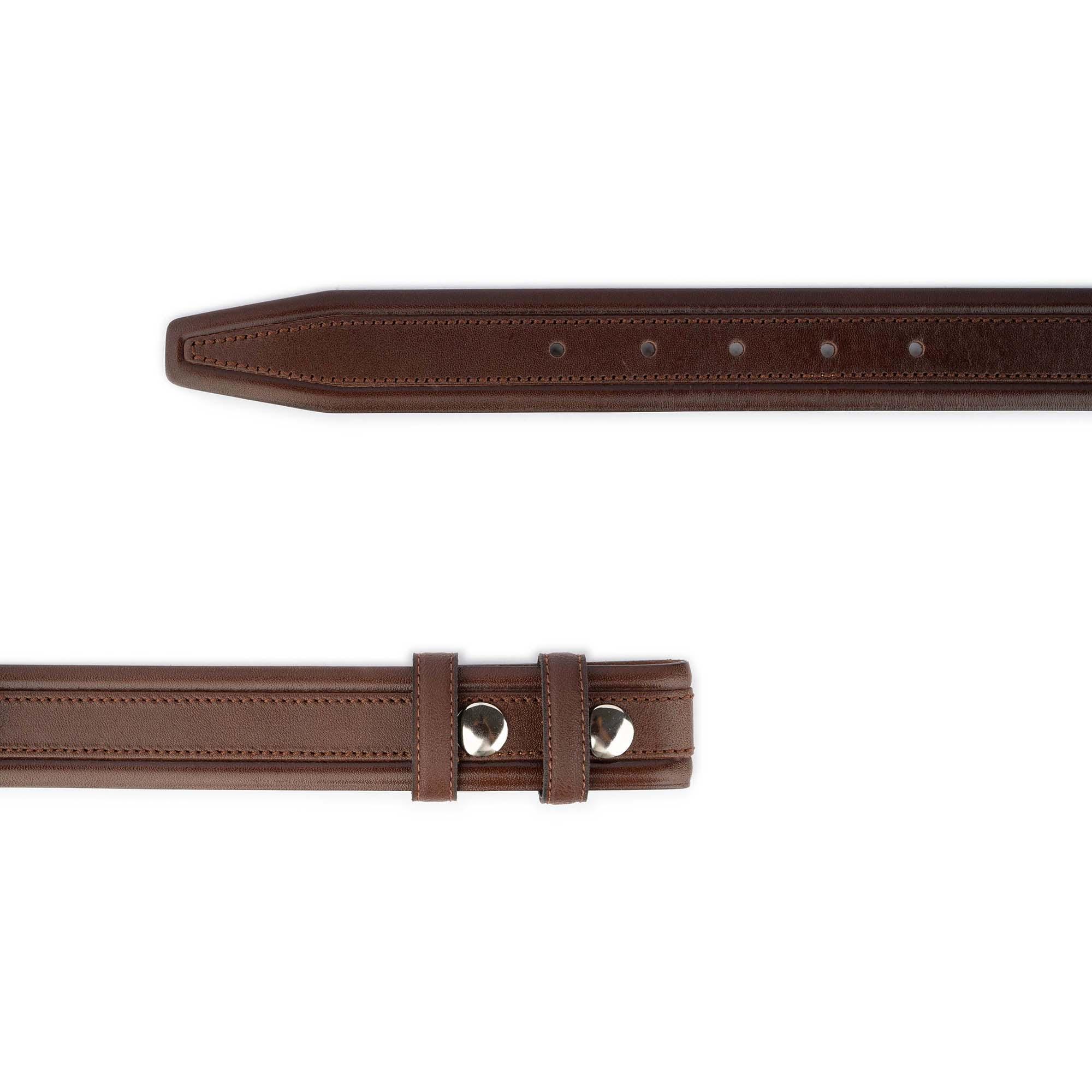 Dark Brown Snap Belt Genuine Leather for Changeable Buckles Replacement ...