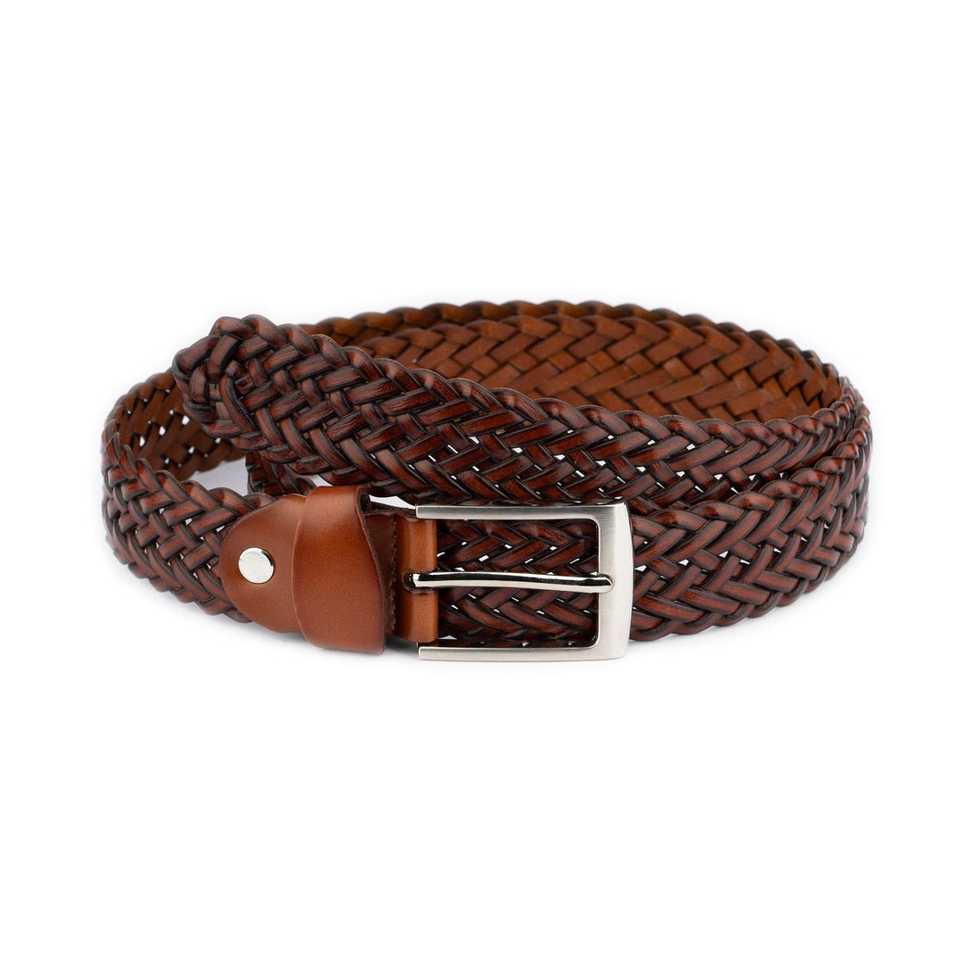 Woven Mens Belt - Brown Braided Belt - Men's Woven Leather Belt - Dress ...