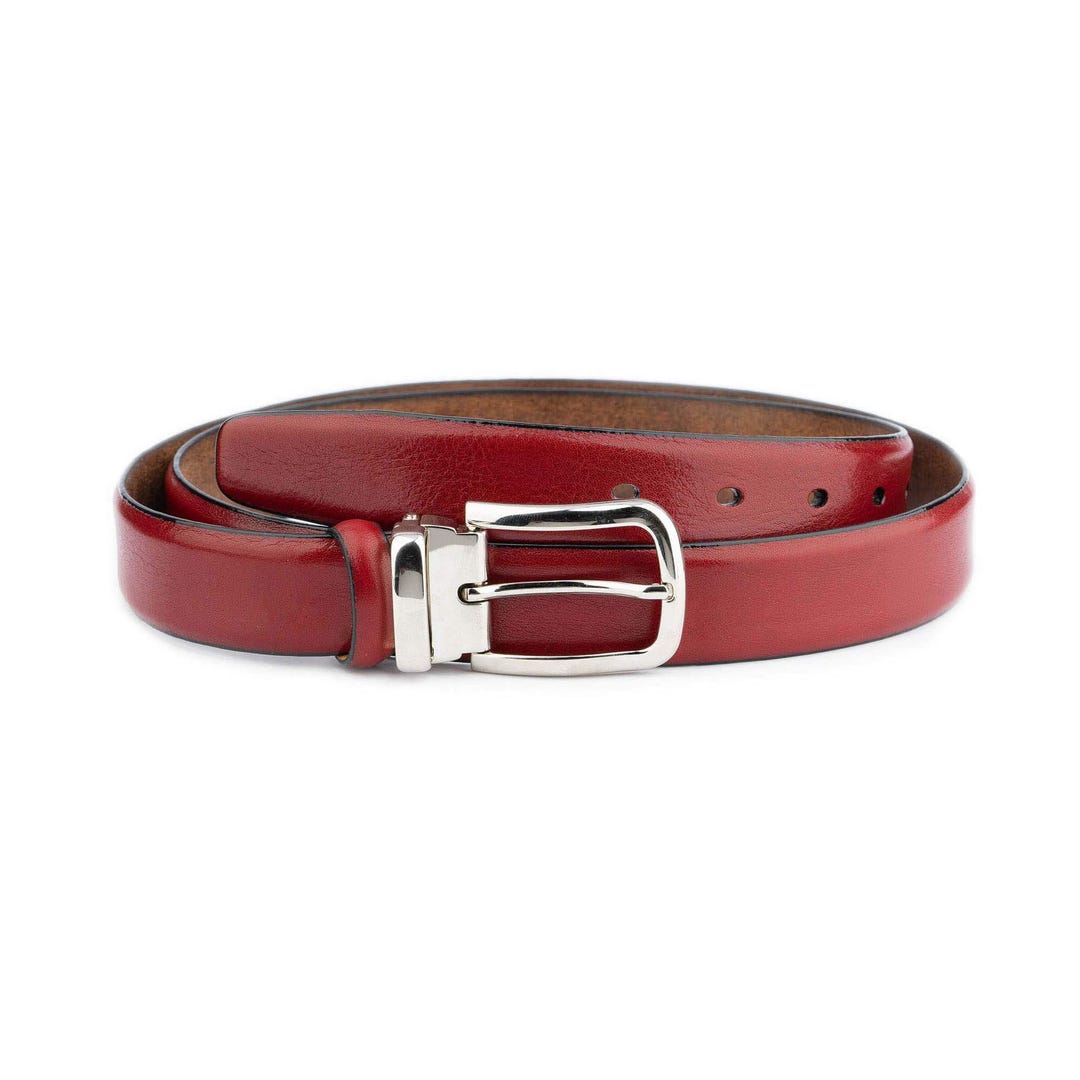 Burgundy Red Belt for Men With Silver Buckle Top Quality Genuine ...