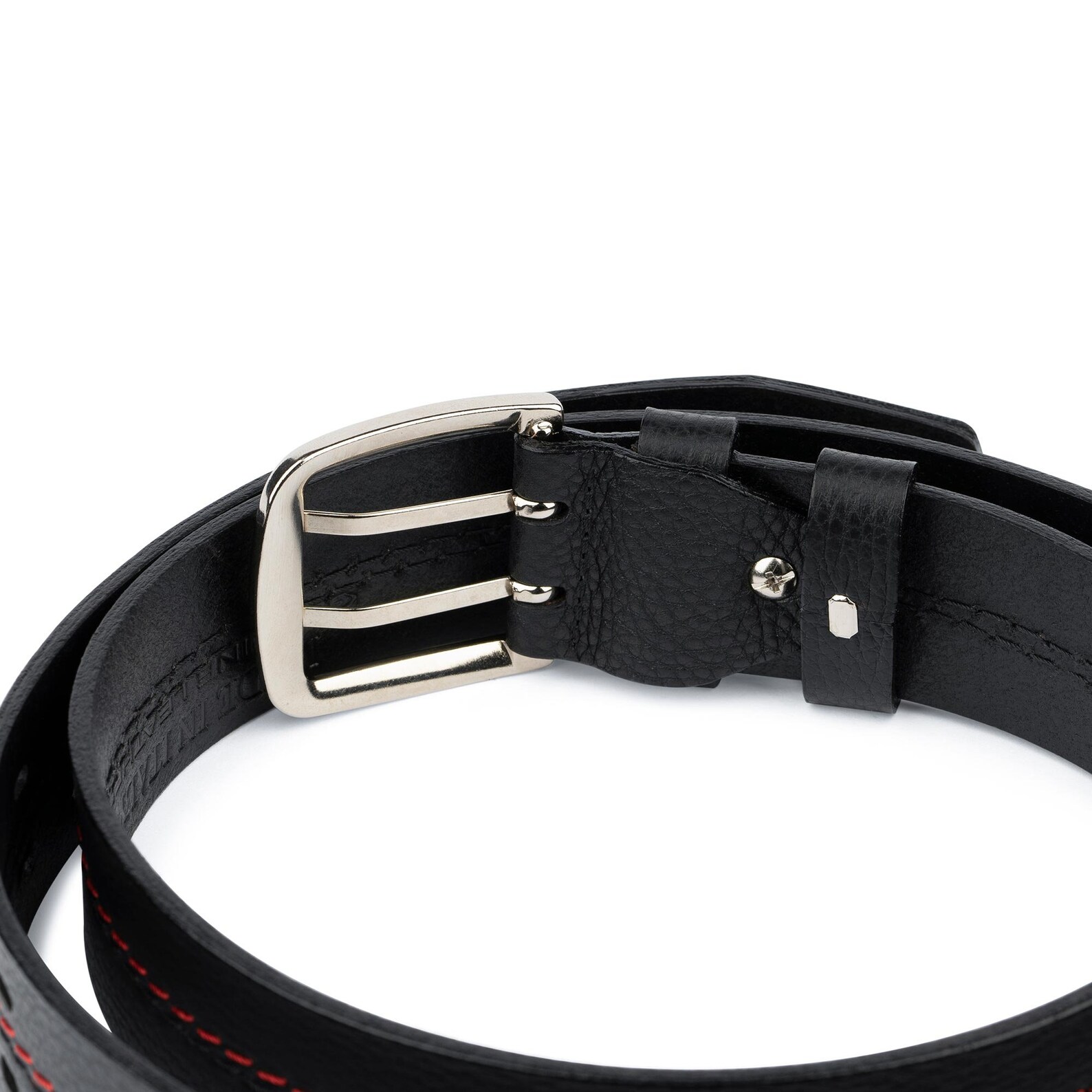 Double Prong Belt With Buckle Black Mens Belts Men's Double Prong ...