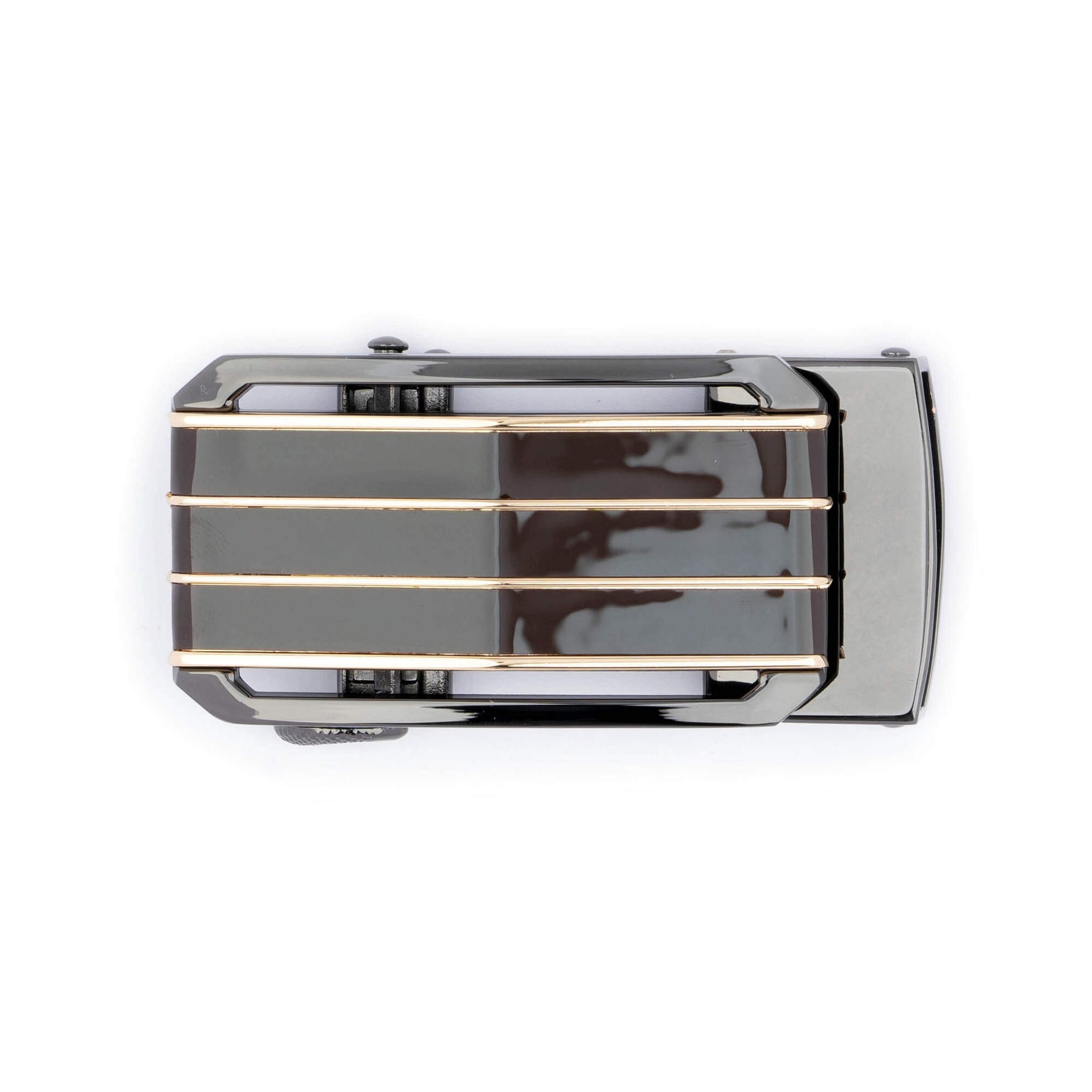 Fashion Slide Belt Buckle Brown With Gold Lines Ratcheting Automatic - Etsy