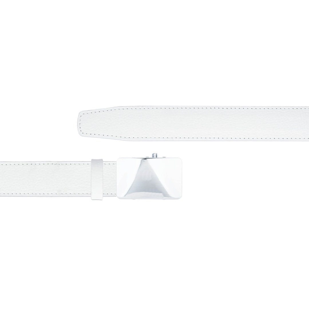White Mens Ratchet Belt - Comfort Click Belt - Holeless Belt - Genuine ...