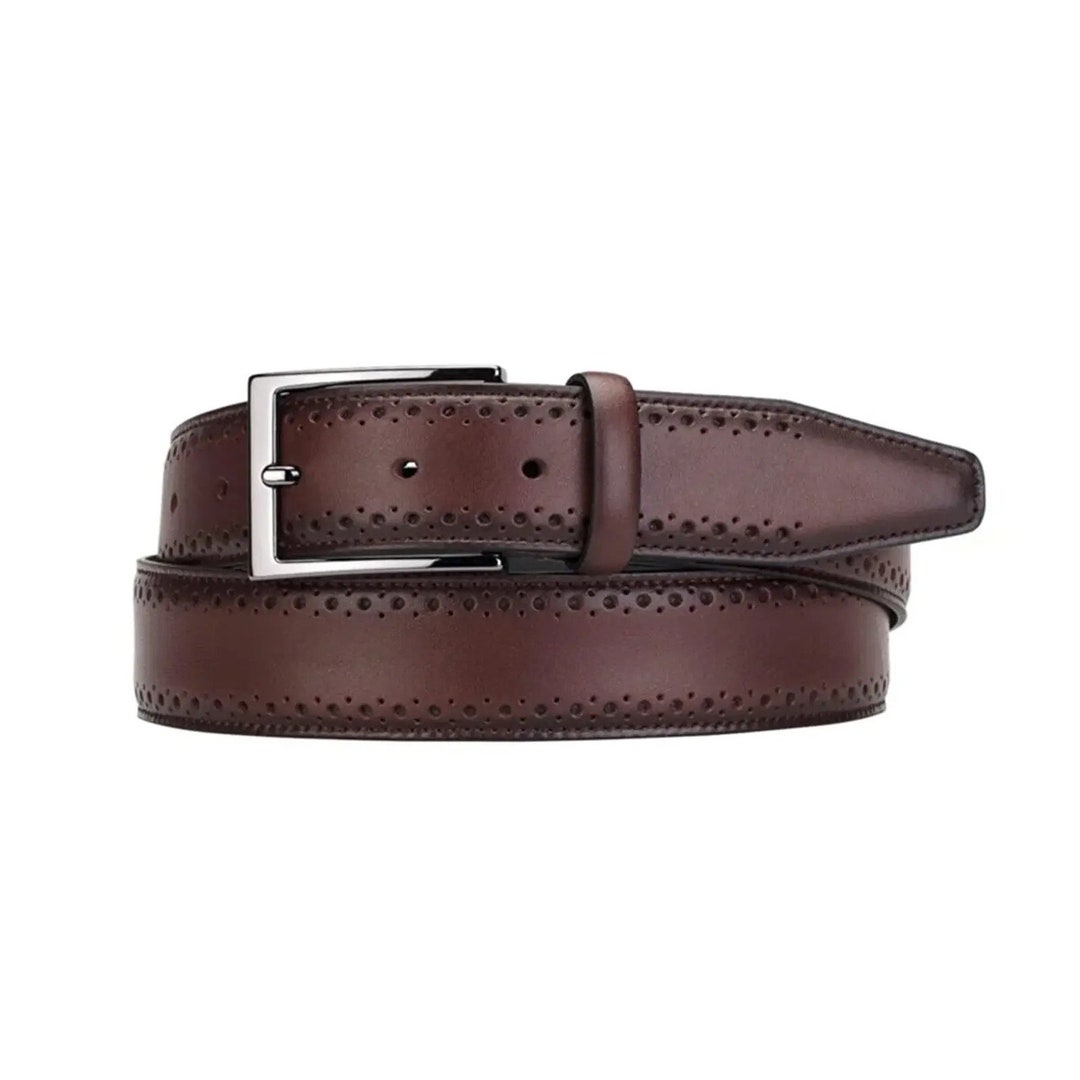Luxury Brogue Gents Dressing Belt Brown Leather Mens Suit Belt With ...