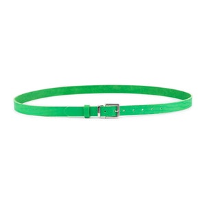 Bright Green Leather Belt With Silver Buckle Genuine Leather Belt for ...