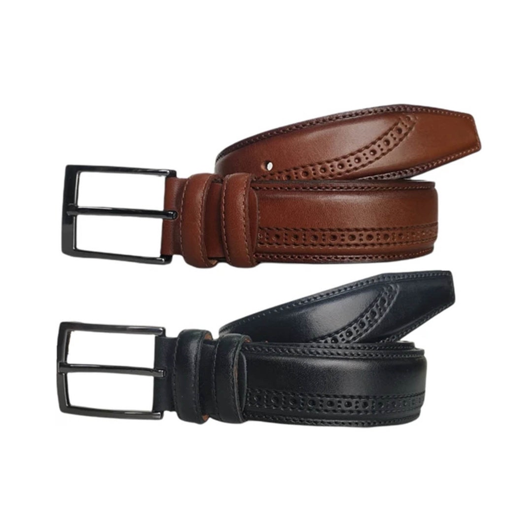 Dressing Belts for Men 2 Leather Belt Gift Set for Gents Brogue Leather ...