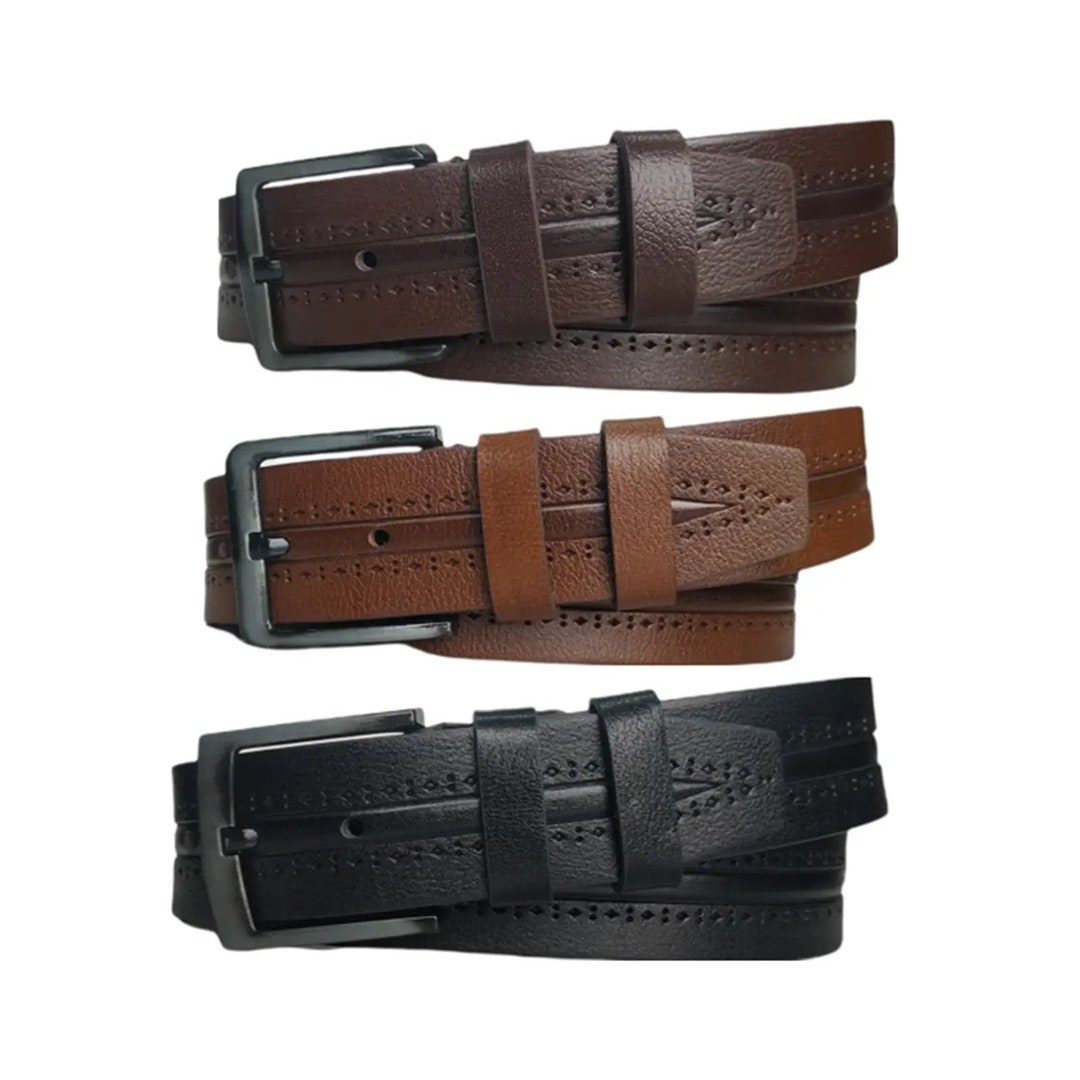 Mens Denim Belt 3 Piece Gift Set Extra Wide 4.5 Cm Embossed Casual ...