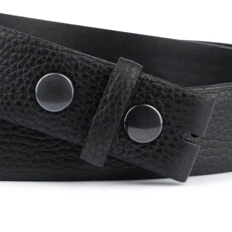 Black Leather Belt Without Buckle Mens Belts for Buckles Pebbled Soft ...