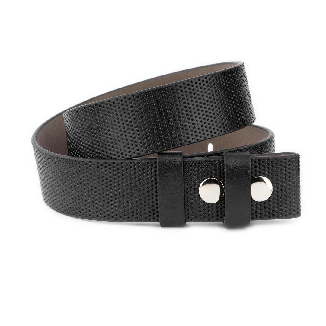 Black Snap Belt Perforated Vegan Leather for Changeable Buckles ...