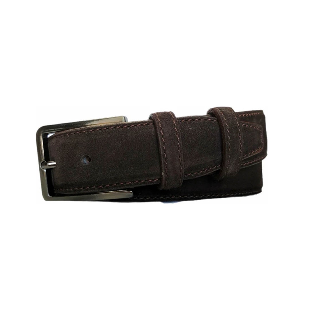 Gents Belt Brown Suede Leather Dressing Belts for Men Genuine Leather ...
