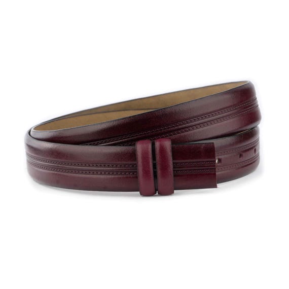 Burgundy Mens Belt Strap for Designer Buckles Embossed Calfskin Replacement Cut End Adjustable Belt Strap 35 Mm Etsy UK