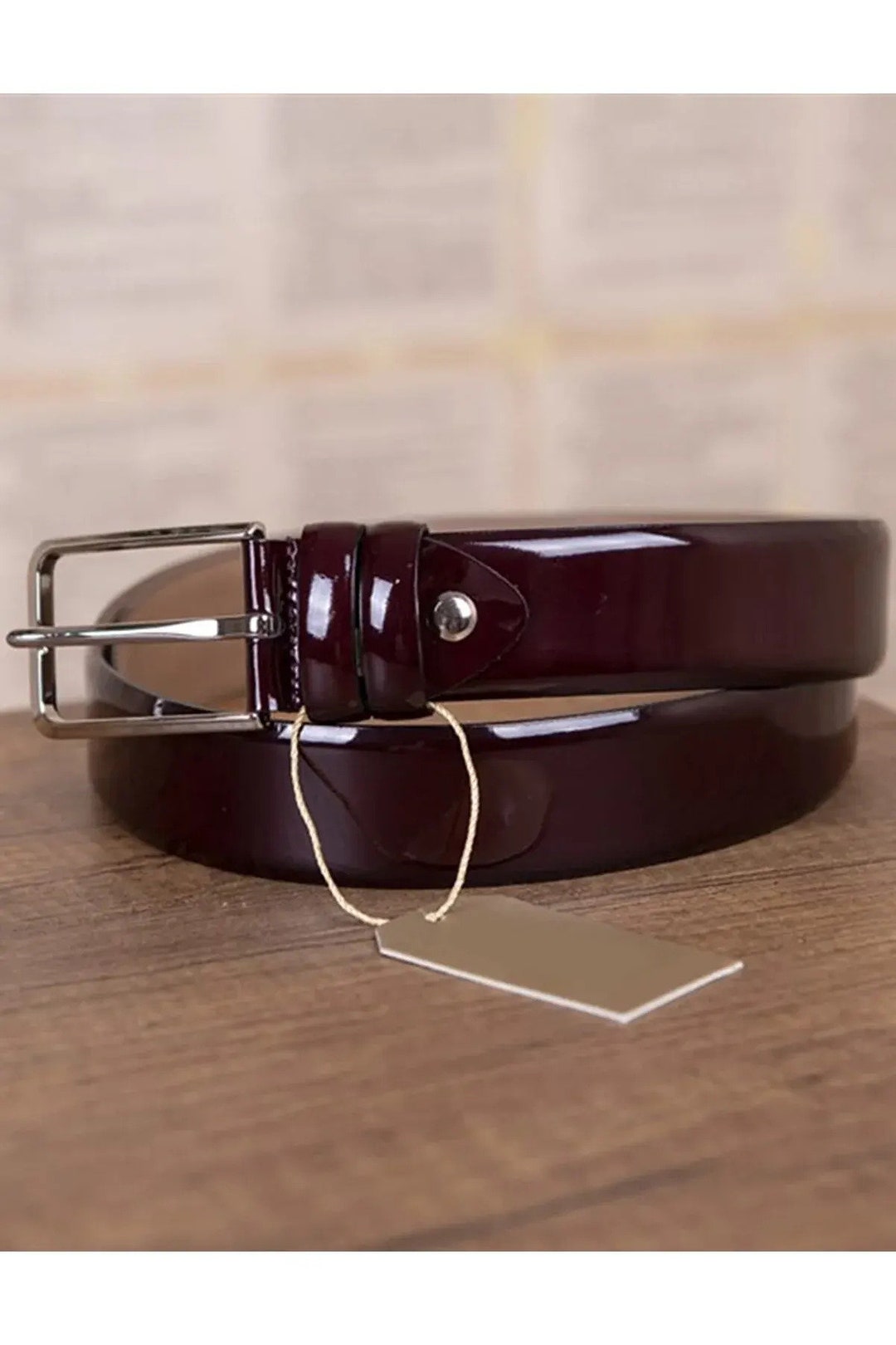 Burgundy Gents Patent Leather Belt Jeans Genuine Leather Mens Belt for ...
