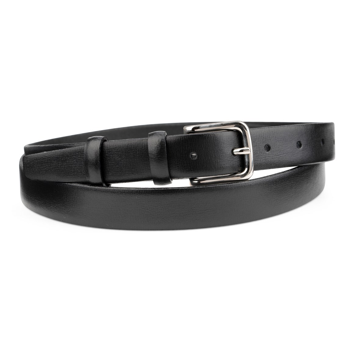 1 Inch Black Leather Belt Smooth Men's Belts Women's - Etsy
