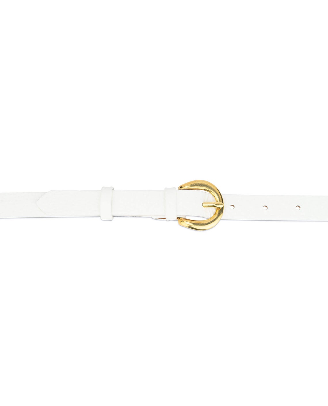 White Belt With Gold Buckle – 20 Mm Belt With Brass Buckle - White and ...