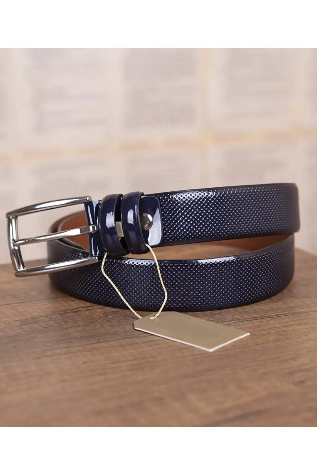 Blue Mens Belt Dress Patent Leather Elegant Genuine Leather Gents ...