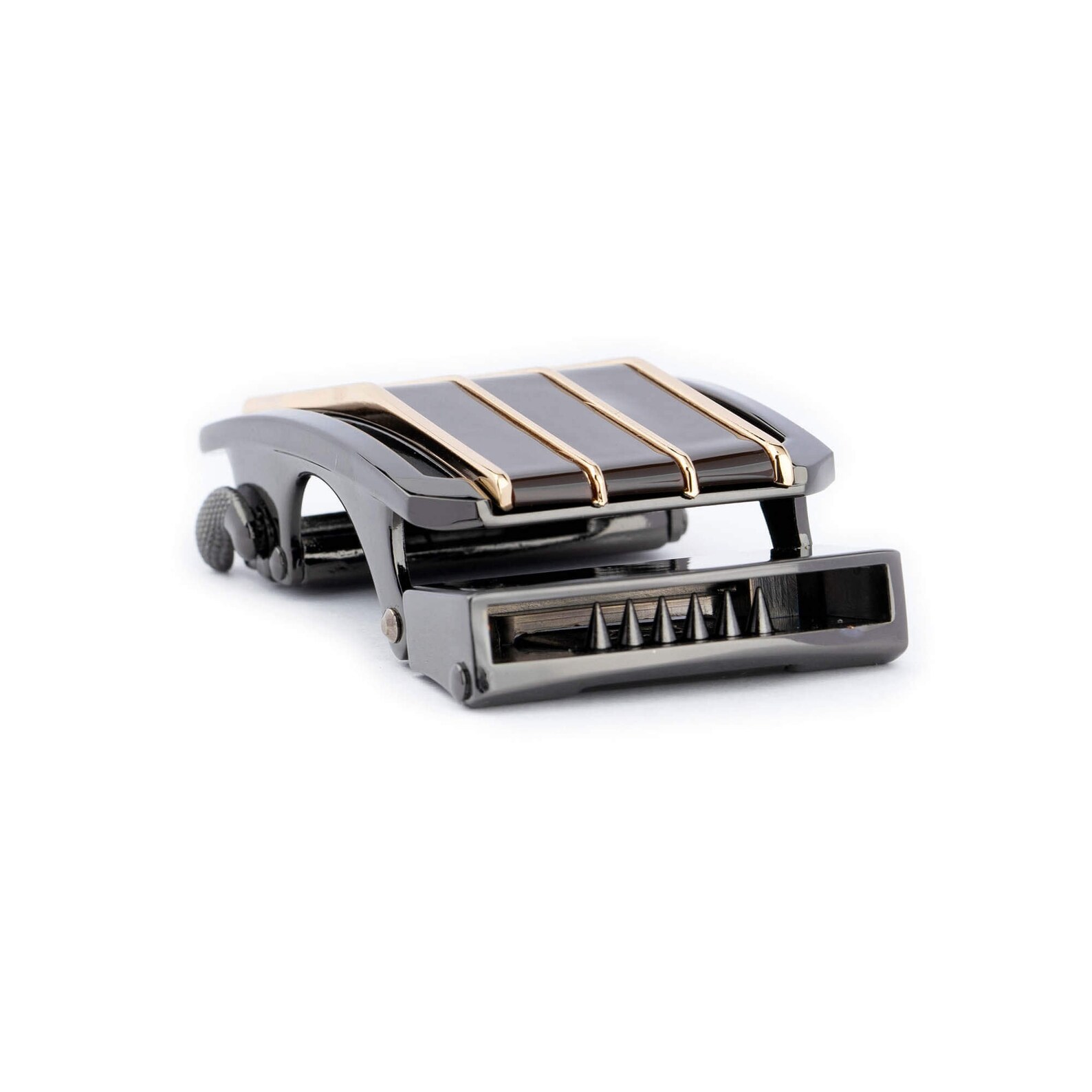 Fashion Slide Belt Buckle Brown With Gold Lines Ratcheting Automatic - Etsy