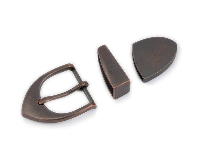 Unisex Belt Buckle & Leather Belt Hand Forged Work Wear Solid Stainless ...