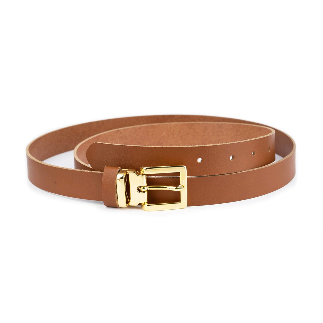 Light Tan Leather Belt With Gold Italian Buckle Women Belt for Dress ...