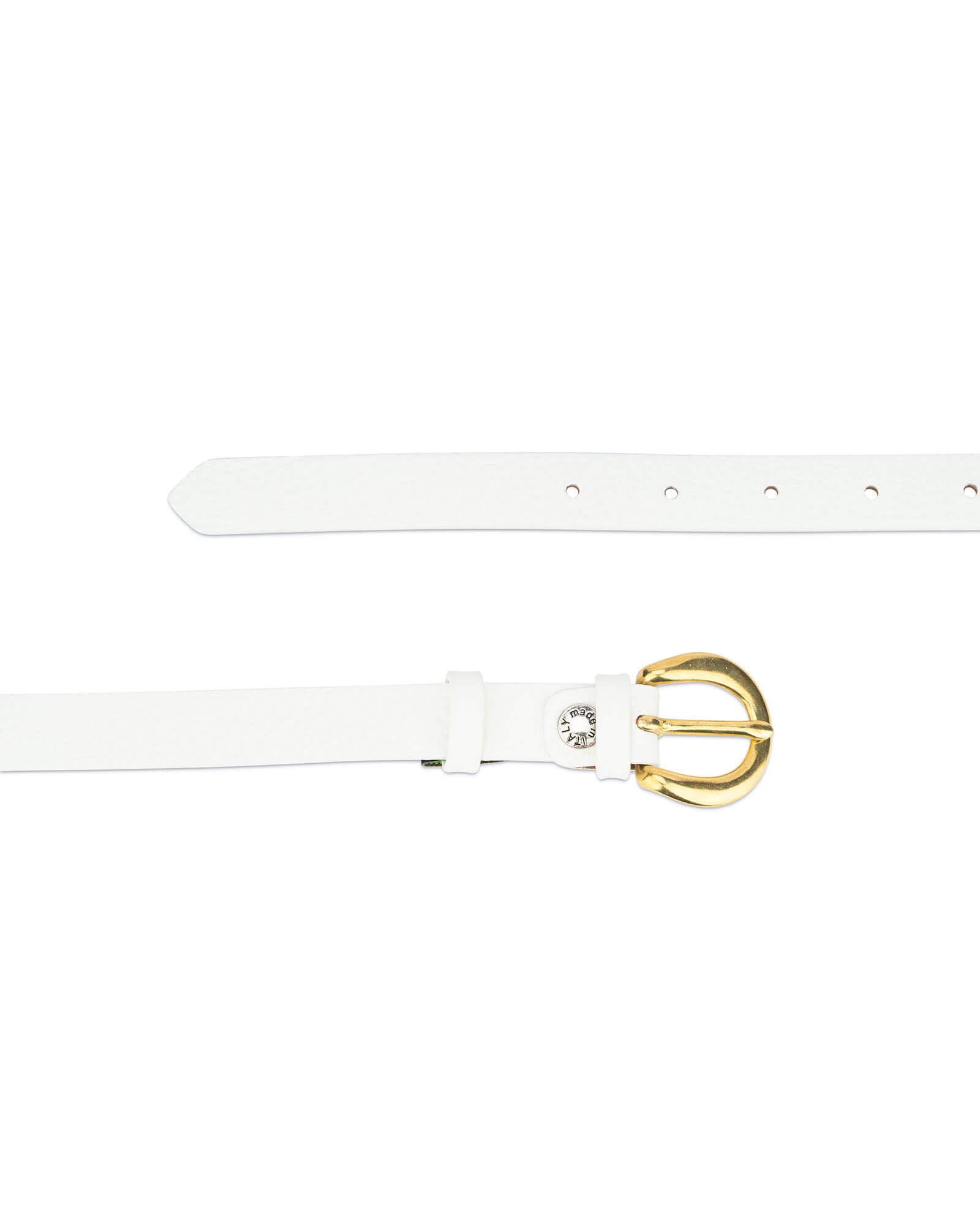 White Belt With Gold Buckle – 20 Mm Belt With Brass Buckle - White and ...