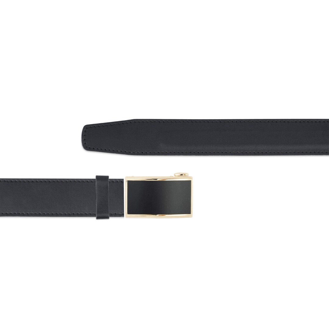 Automatic Black Mens Ratchet Belt With Gold Buckle Click Buckle Belt ...