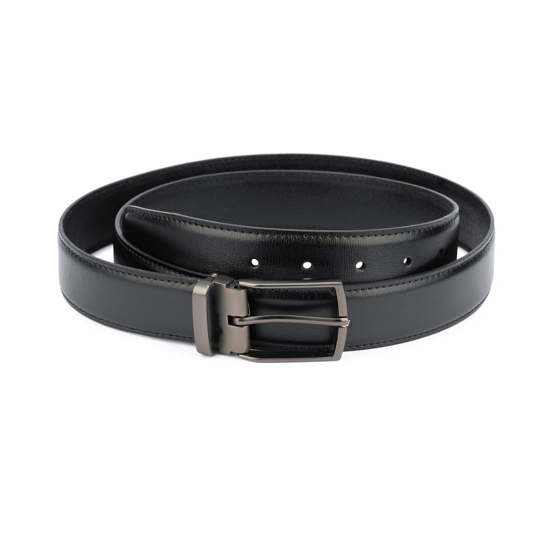 Men's Black Leather Belt - Black Belt for Suit - Black Dressy Belt ...