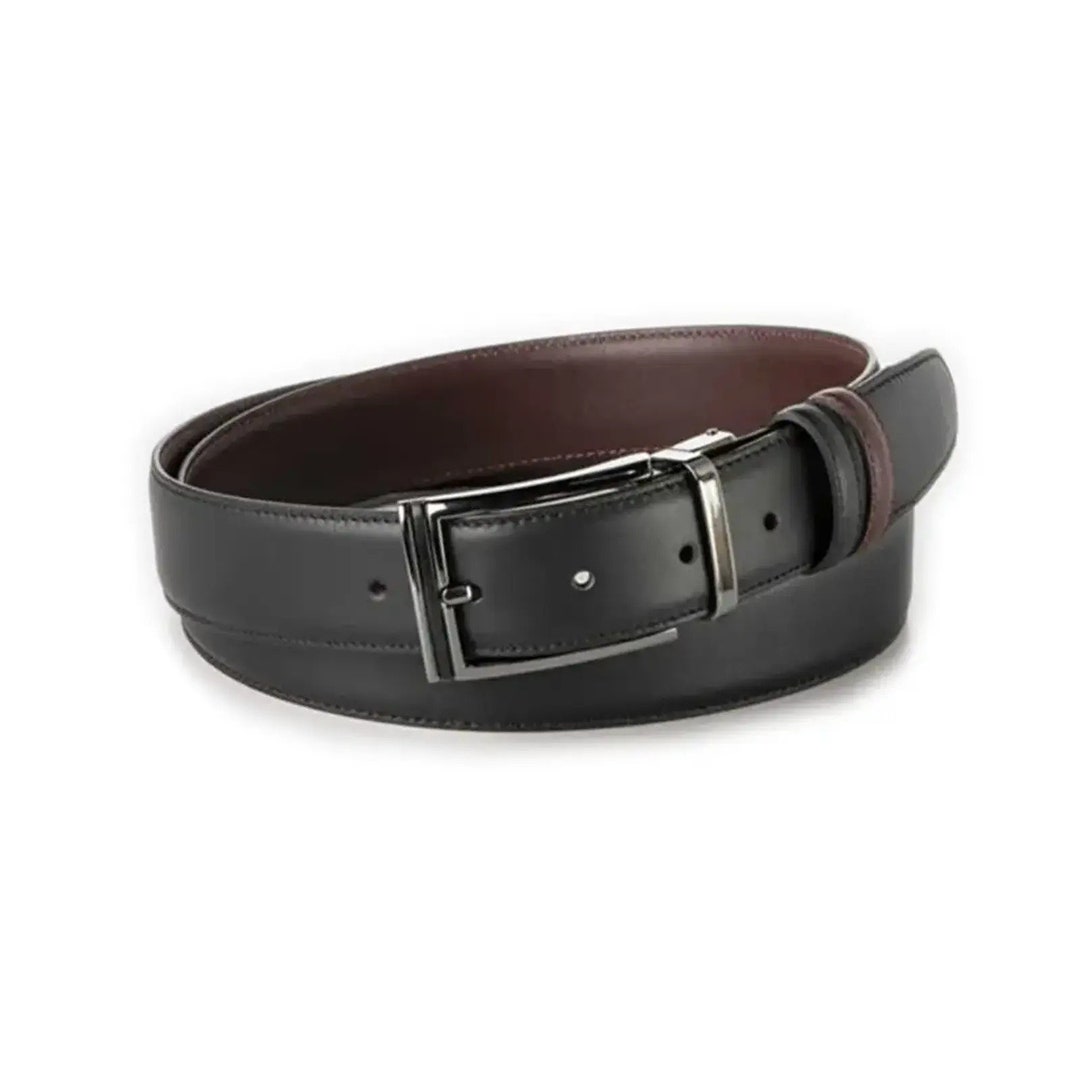 Reversible Gents Belt Smooth Burgundy Black Calfskin Mens Real Leather ...