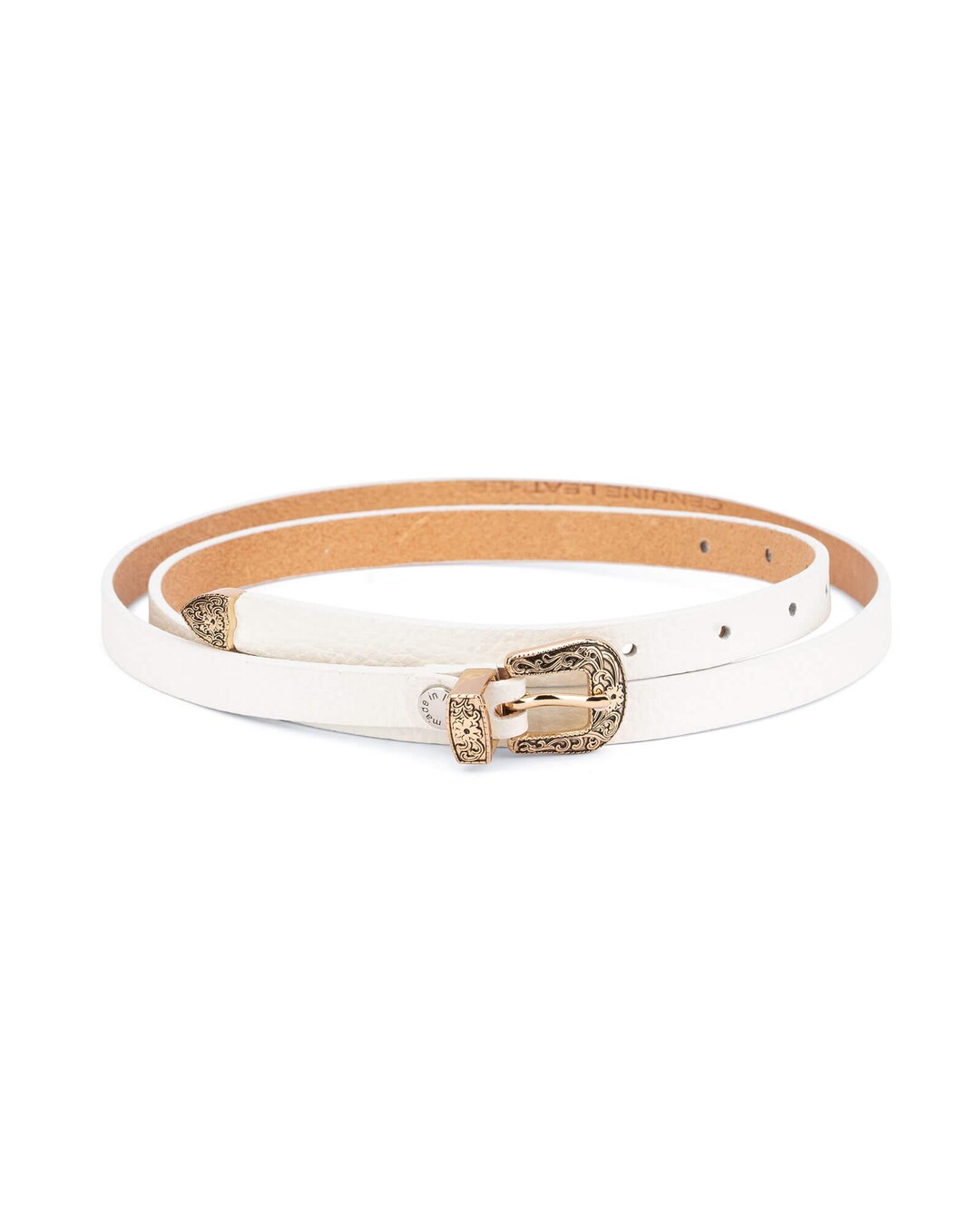 Girls Western Belt - Girls White Belt - White Belt With Gold Buckle ...