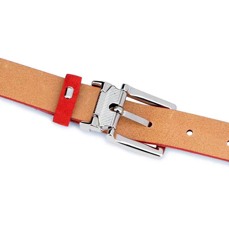 Thin Red Suede Leather Belt Womens Belts Bright Red Belt - Etsy