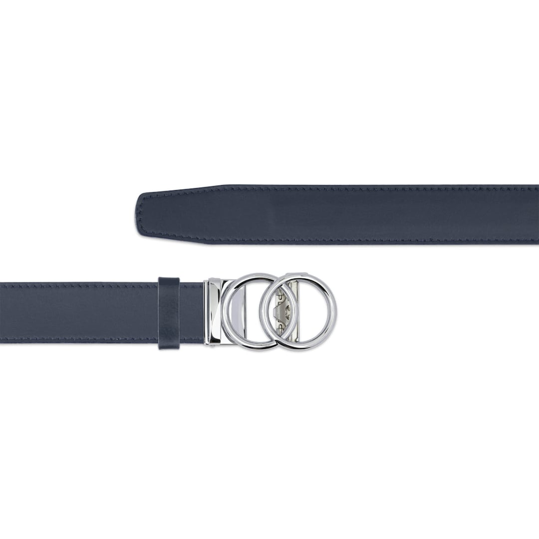 Blue Ratchet Belt With Silver Two Circle Buckle - Ratchet Belt for Men ...