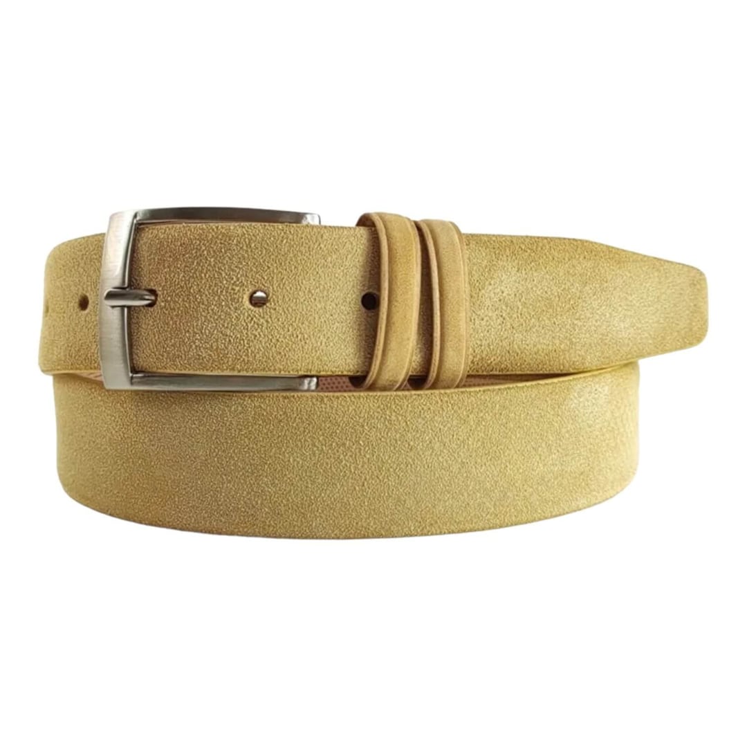 Beige Suede Belt Top Quality Leather Men's Belts Dress Suit Genuine ...