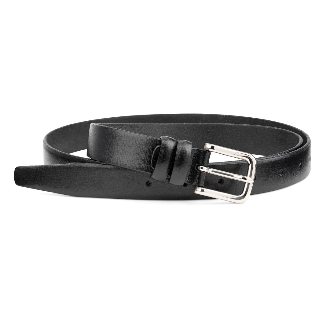 1 Inch Black Leather Belt Smooth Men's Belts Women's Belts for Dresses ...