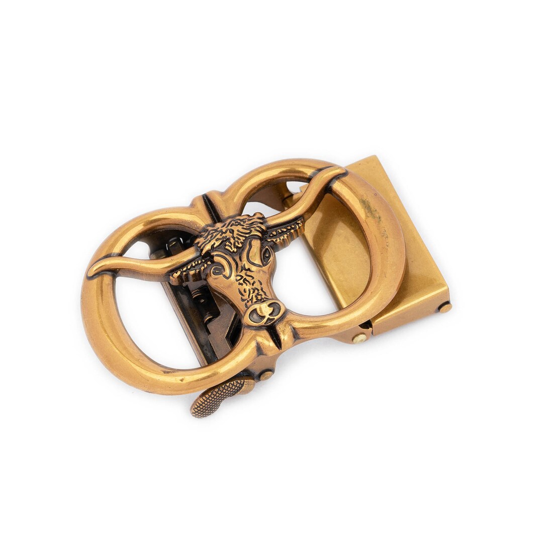 Longhorn Racthet Belt Buckle Mens Dark Gold Heavy Replacement Buckle 35 ...
