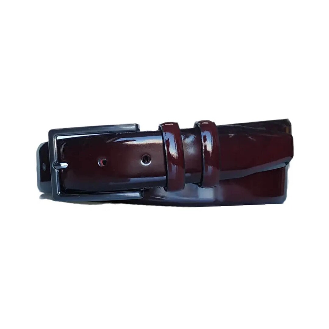 Male Belt Bordo Patent Leather Feather Edge Dressing Belts for Men ...