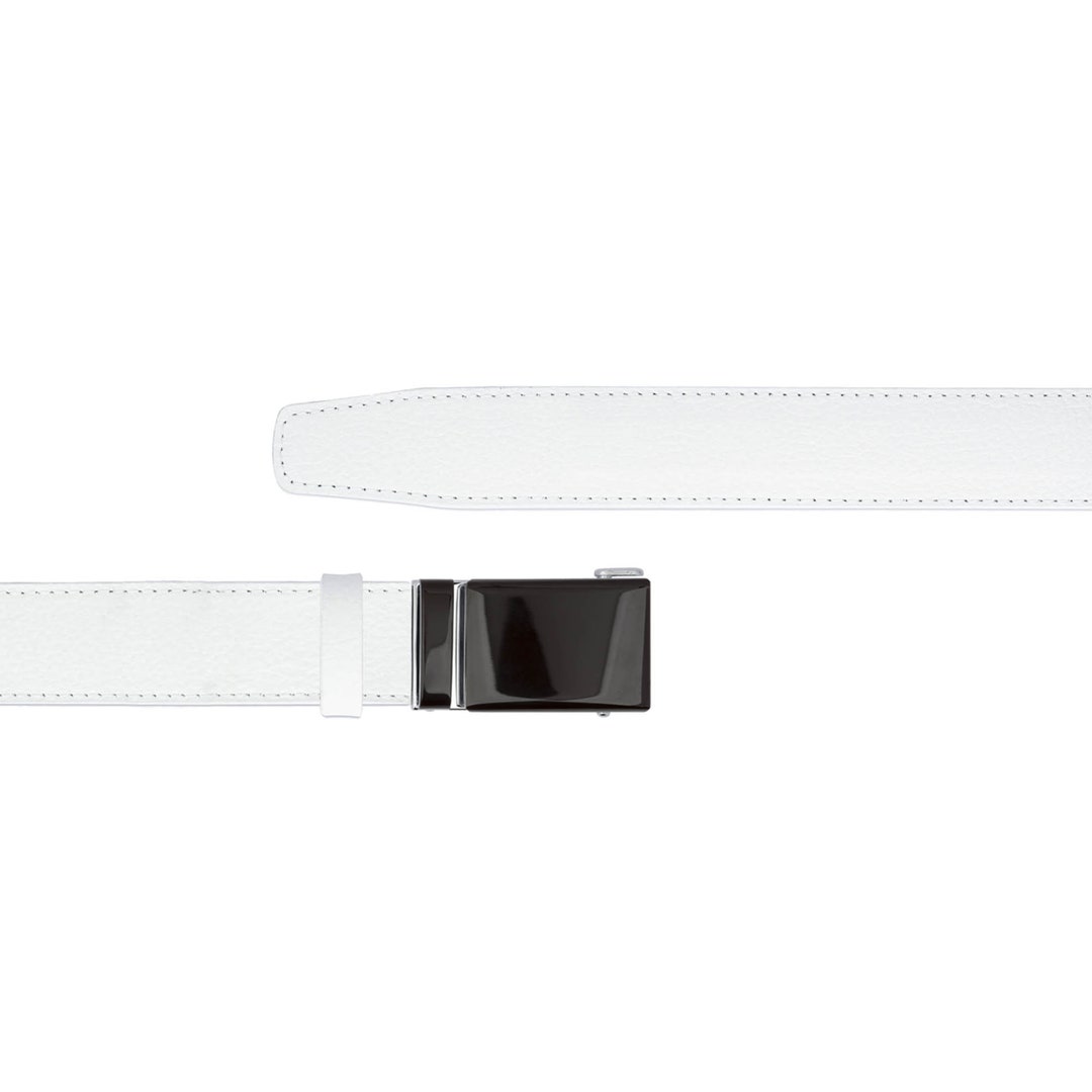 Holeless Belt - White Mens Ratchet Belt - Brown Buckle Belt - Click ...
