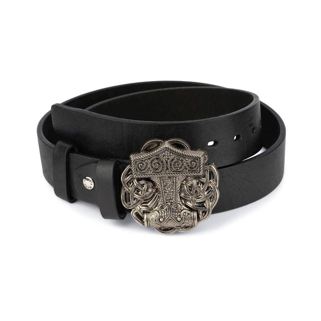 Viking Leather Belt - Viking Sword Belt - Round Viking Belt Buckle ...