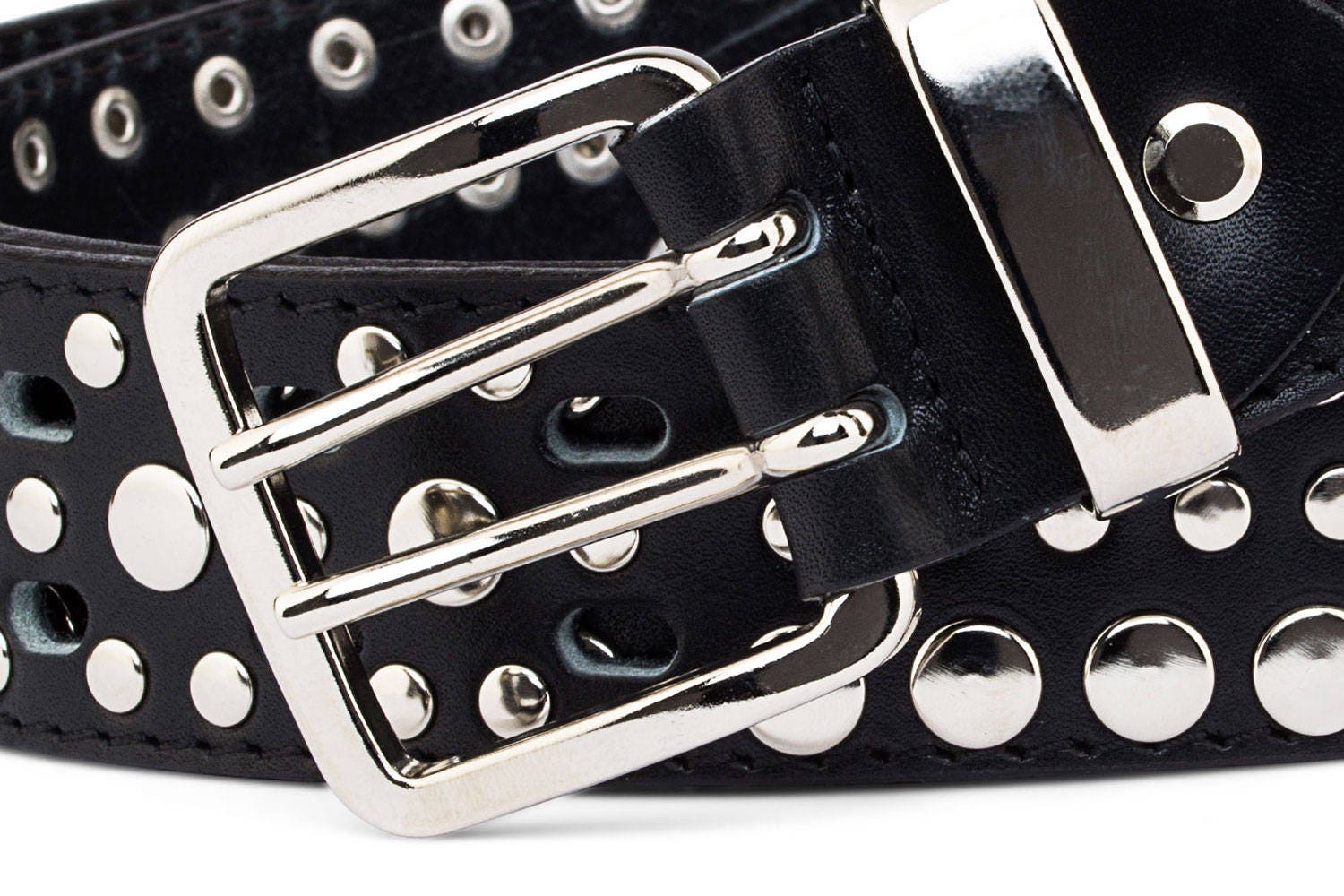 Black Studded Leather Belt Studded Belt Men's Belt Riveted | Etsy Singapore