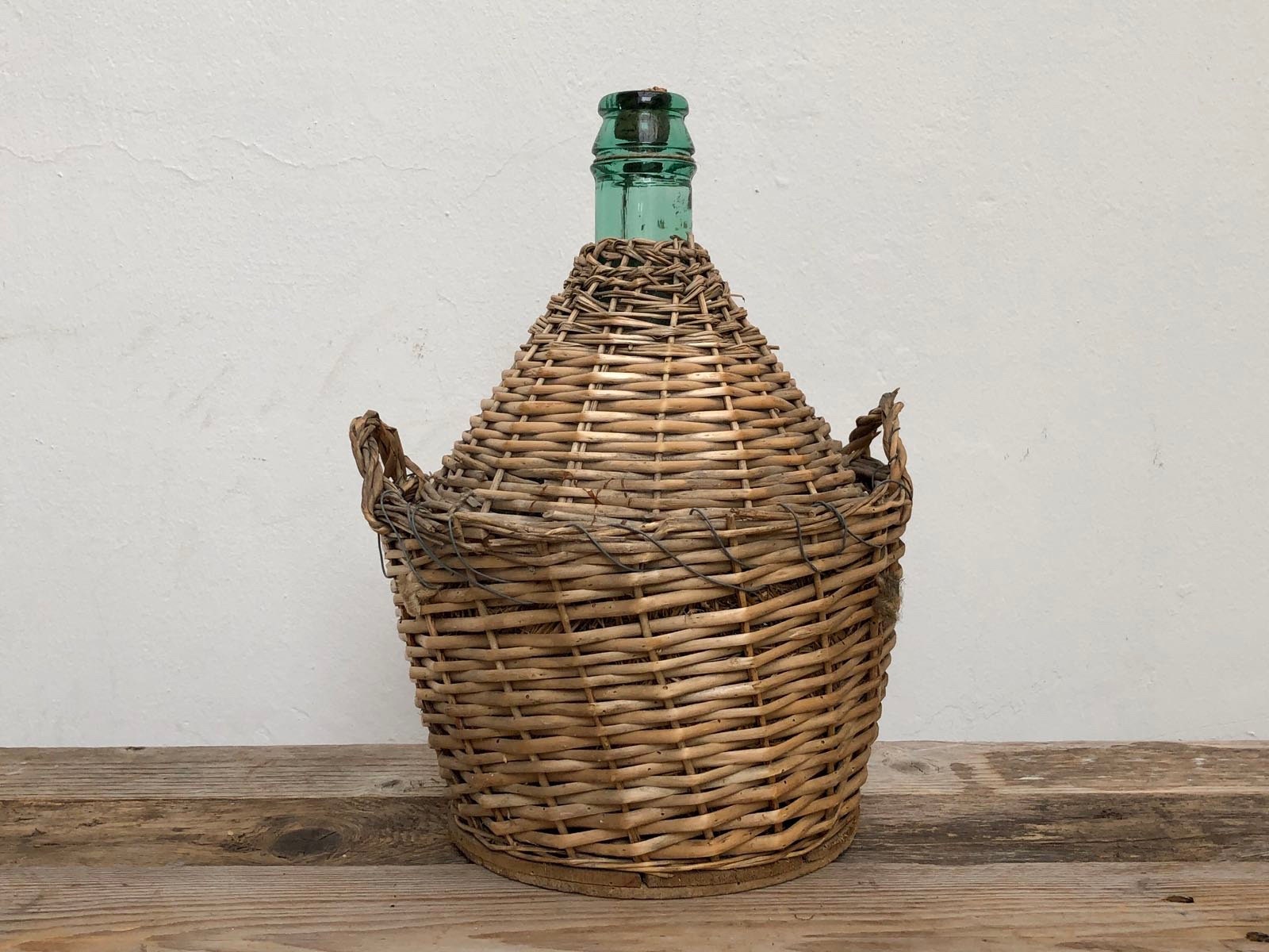 Old 10 Liter Demijohn With Wicker Basket - Etsy