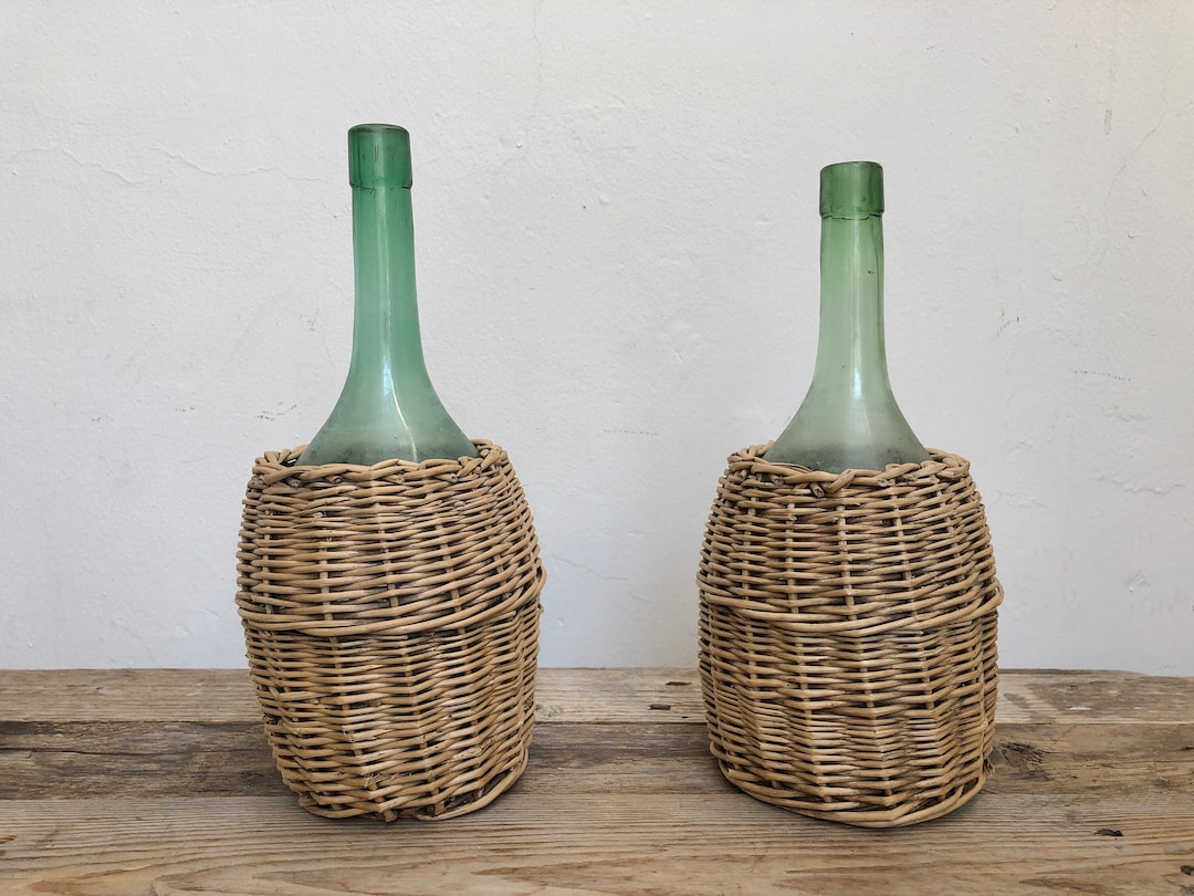 2 Bottles of Italian Wine Chianti Wicker Wicker Basket Bottle of ...