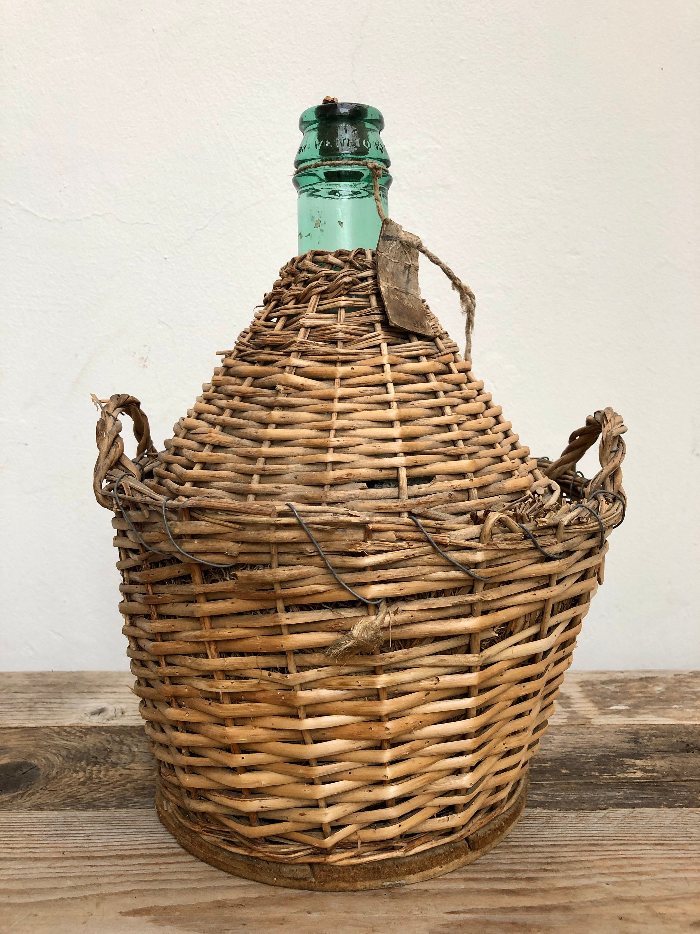 Old 10 Liter Demijohn With Wicker Basket - Etsy