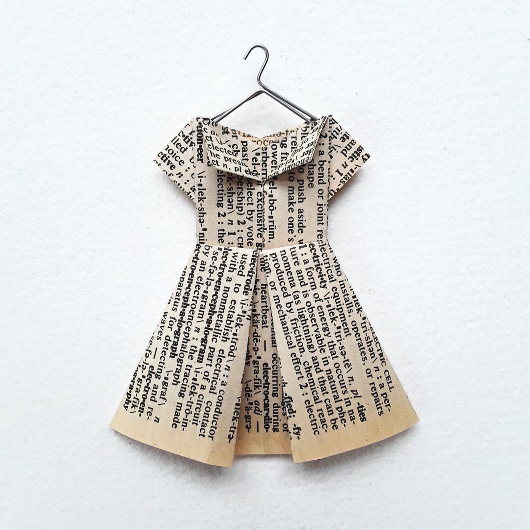 Dictionary Page Origami Dress Art | Handmade Literary Gift | 'lexi ...