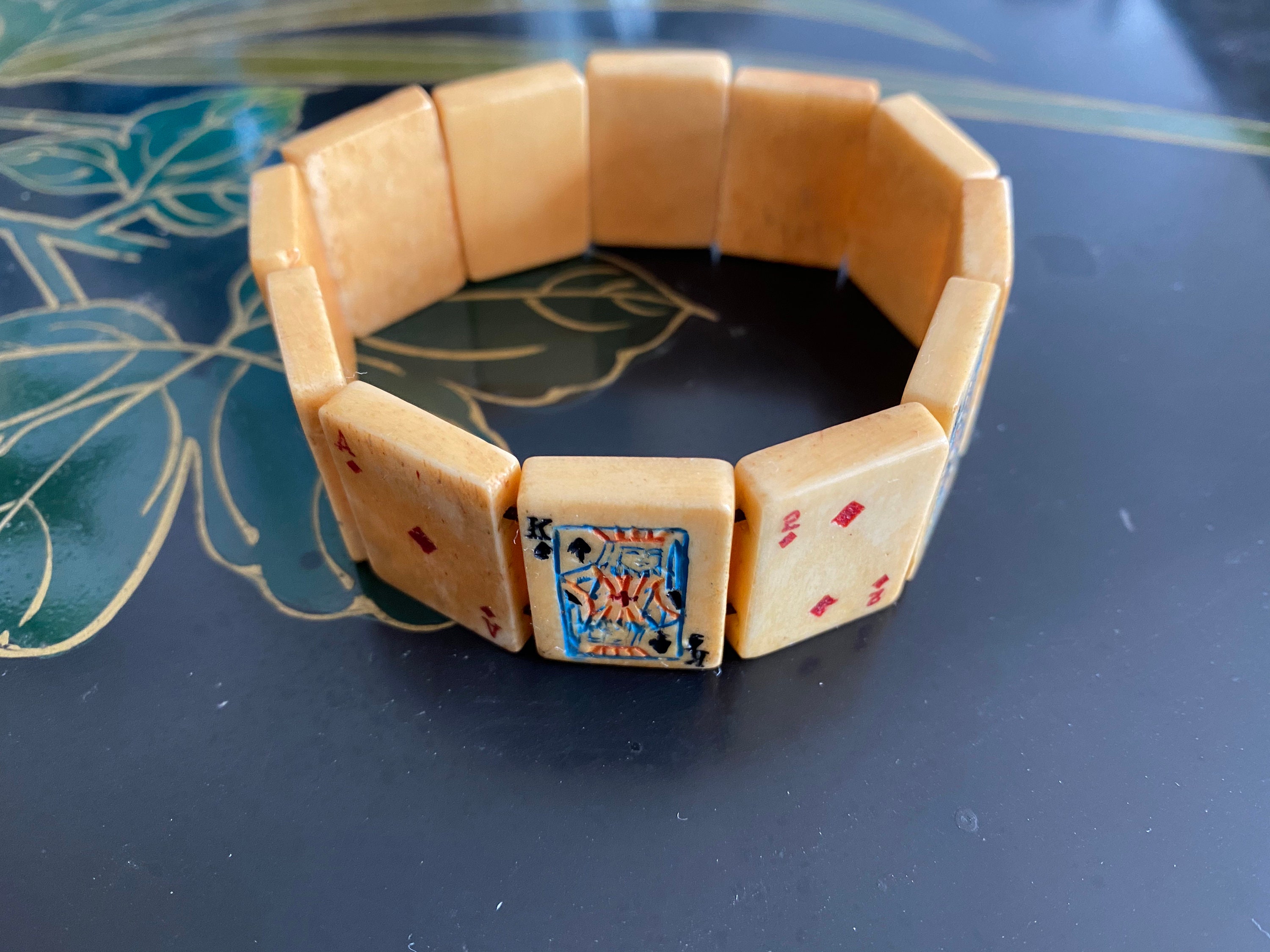 Art Deco Playing Cards Bracelet Made of Ox Bone King Queen Ace - Etsy