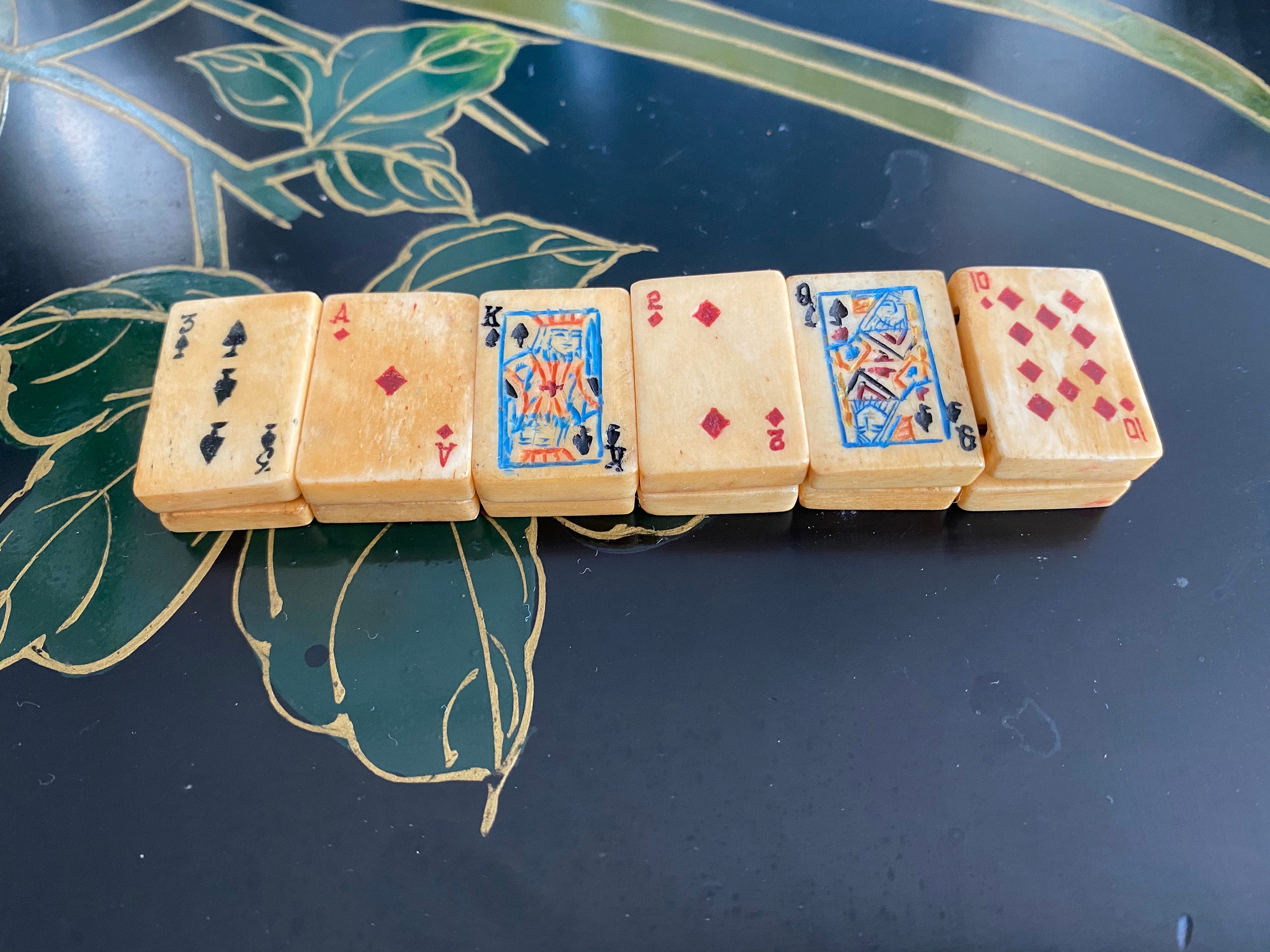 Art Deco Playing Cards Bracelet Made of Ox Bone King Queen Ace - Etsy