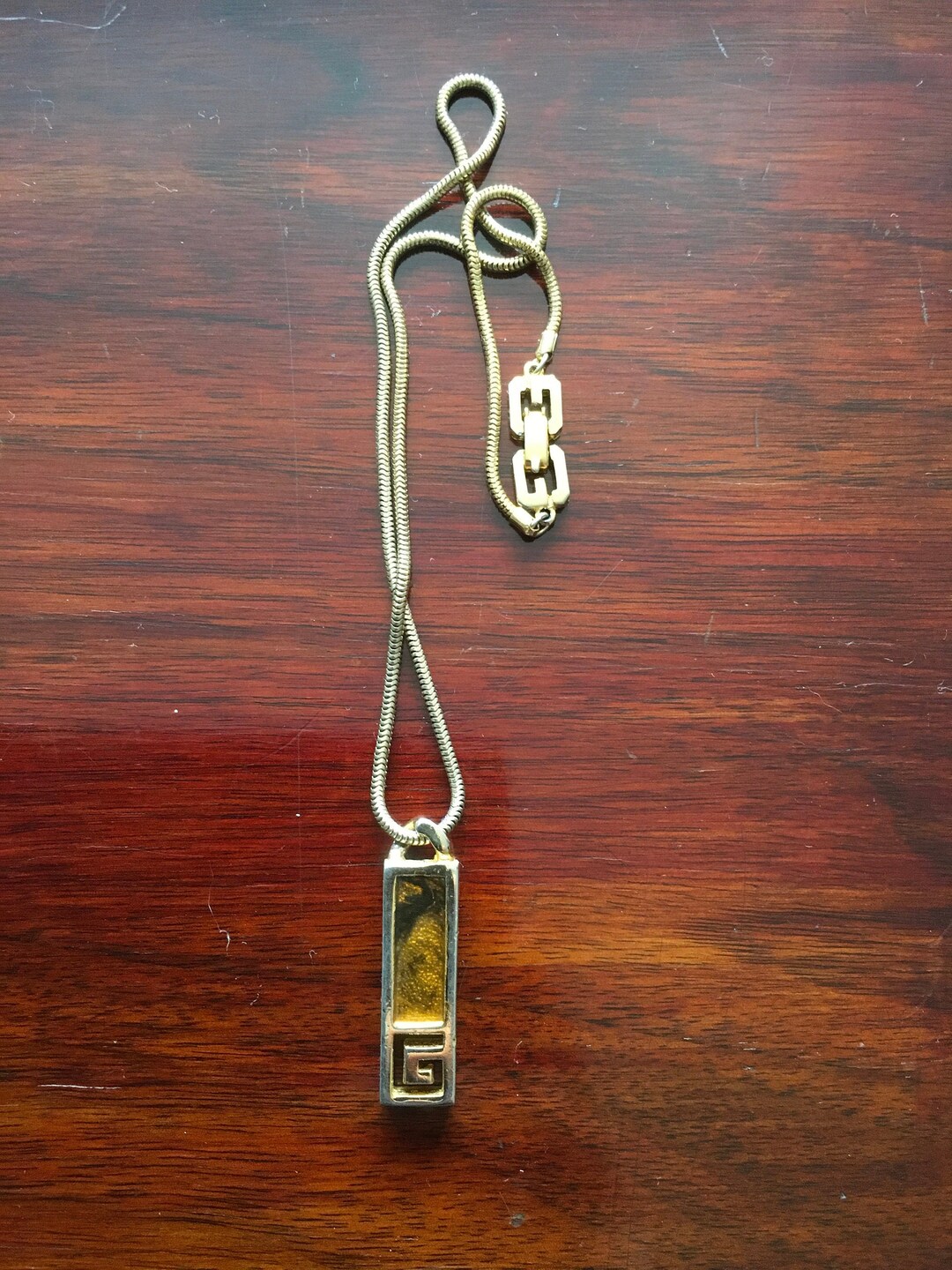 1977 GIVENCHY Pendant on Goldtone Snake Chain Fully Signed Original ...