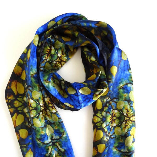 Blue Silk Scarf - Etsy