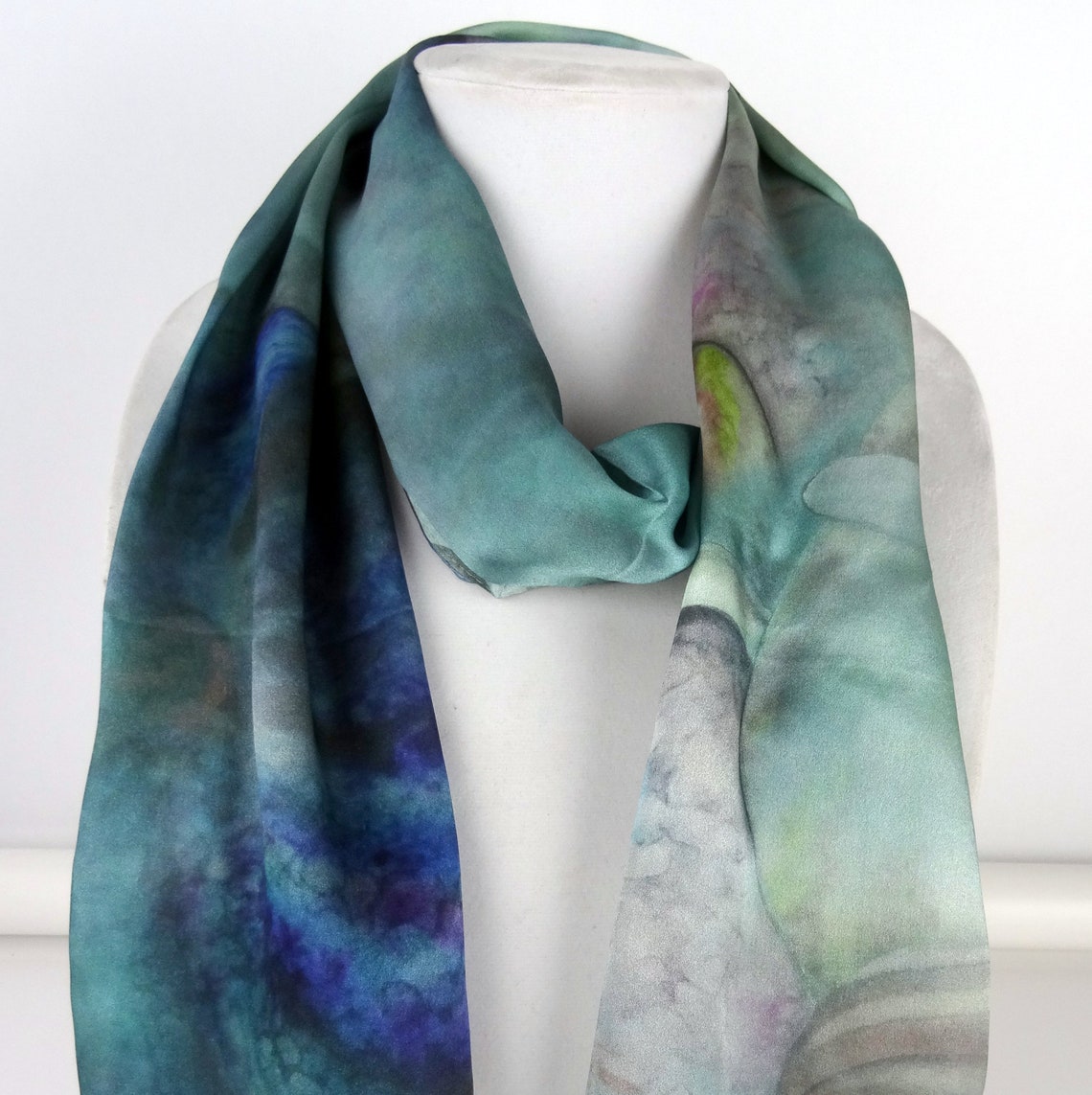 Blue Silk Scarf Beach Shells Scarf Mother's Day Scarf - Etsy