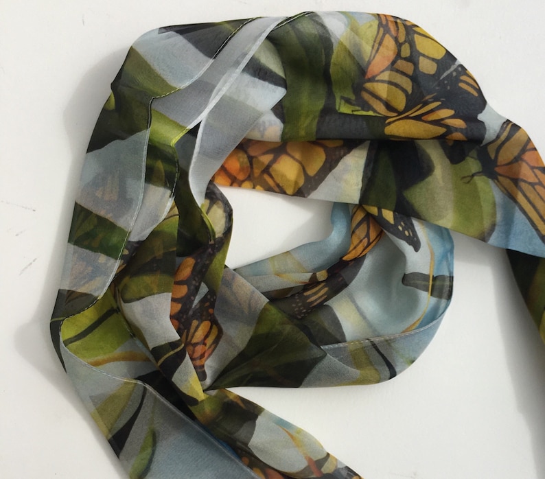Monarch Butterfly Silk Scarf - Spring Scarf - Holiday Scarf - Gift for ...