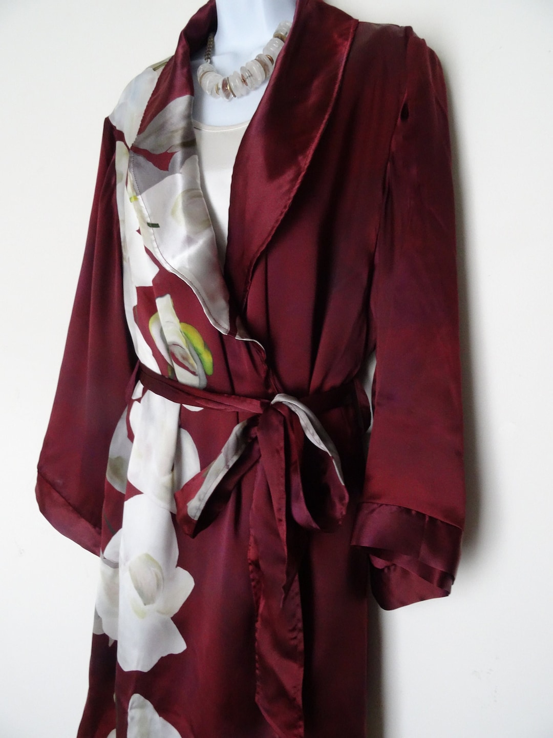 Valentine Silk Robe - Red Lingerie Gift for Her - Silk Bridal Robe ...