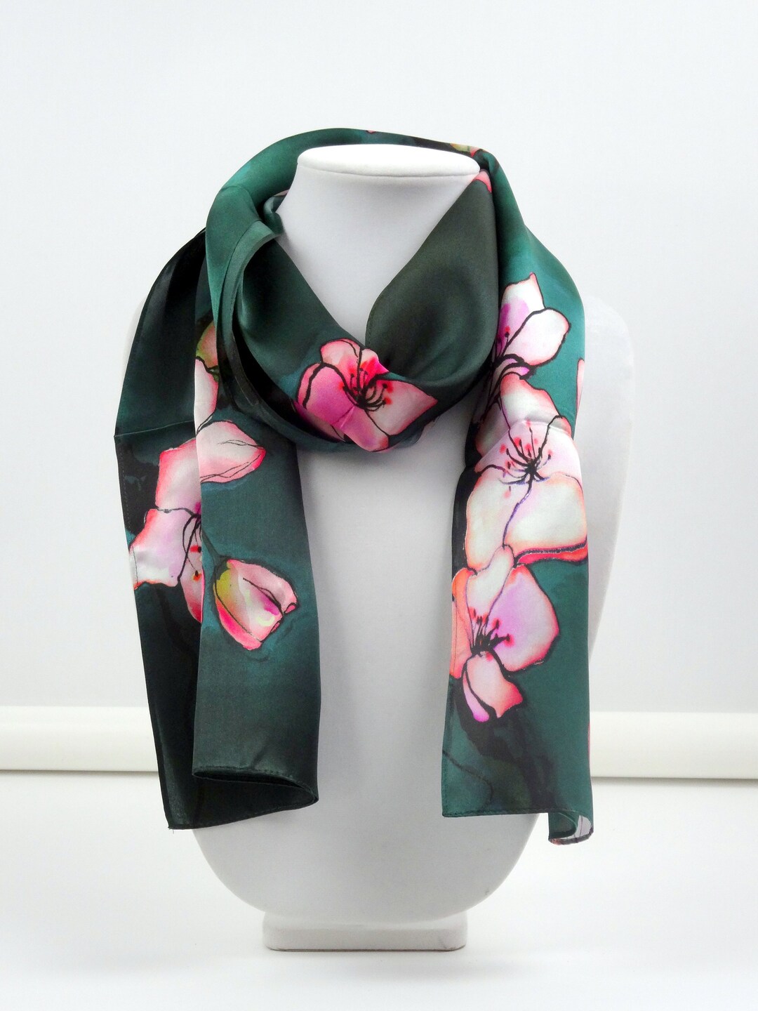Spring Silk Scarf - Japan Art Scarf - Sakura Silk Scarf - 11"x60" - Etsy